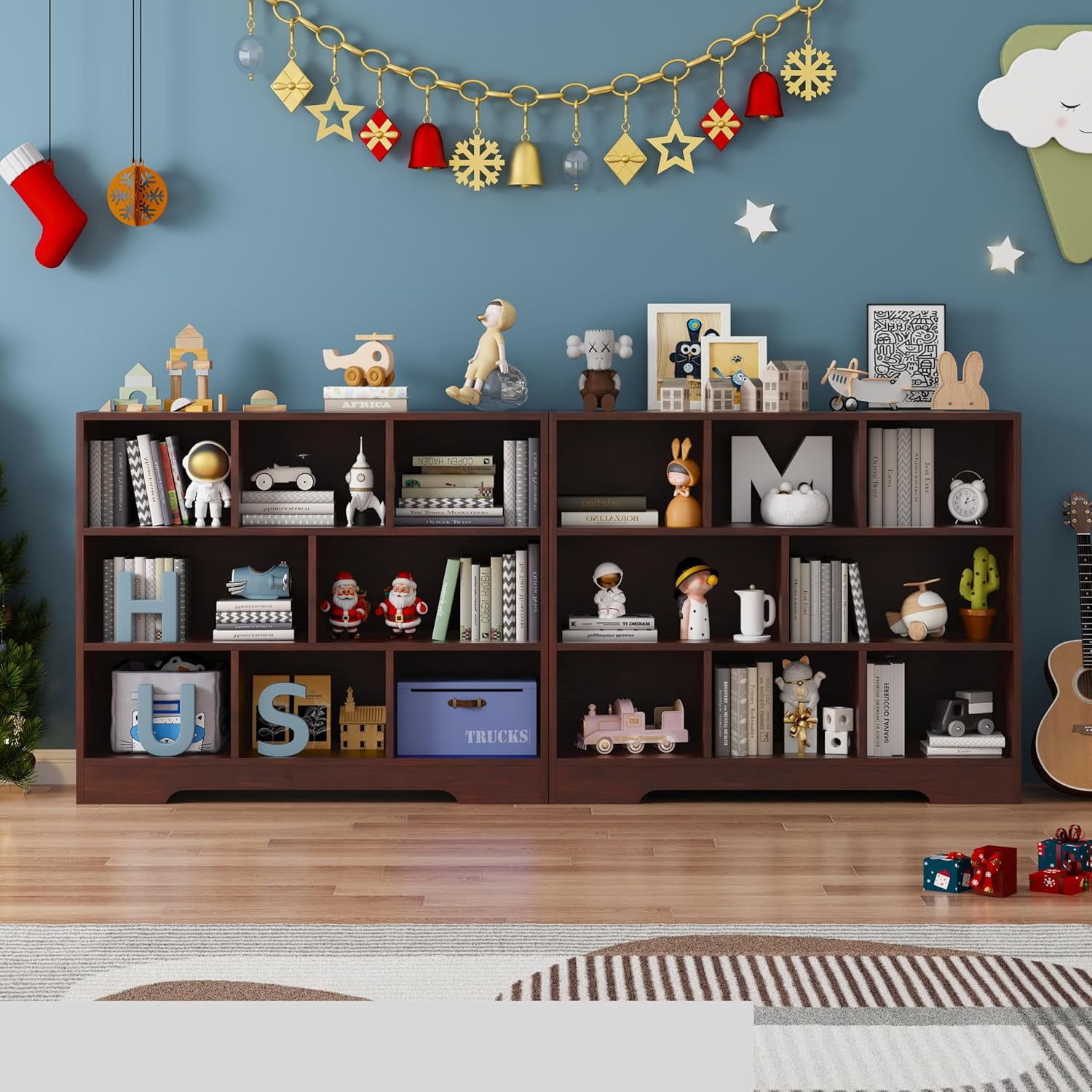 Book Shelf Set of 2, 8 Cubes Storage Organizer, 3-Tier Open Shelf ...