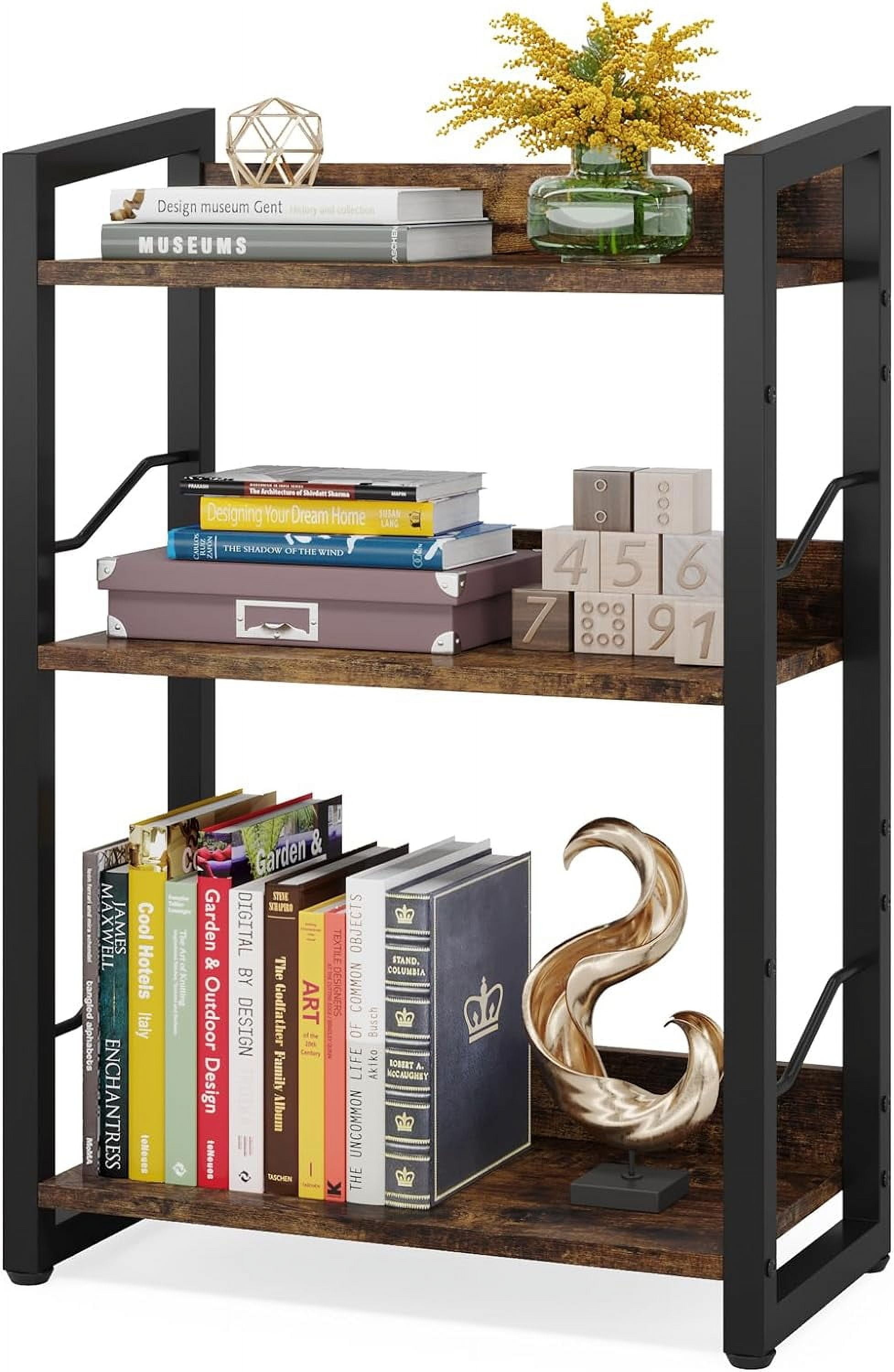 Book Shelf Small Bookshelf: 3-Tier Wood Bookcase Industrial Bookshelf ...