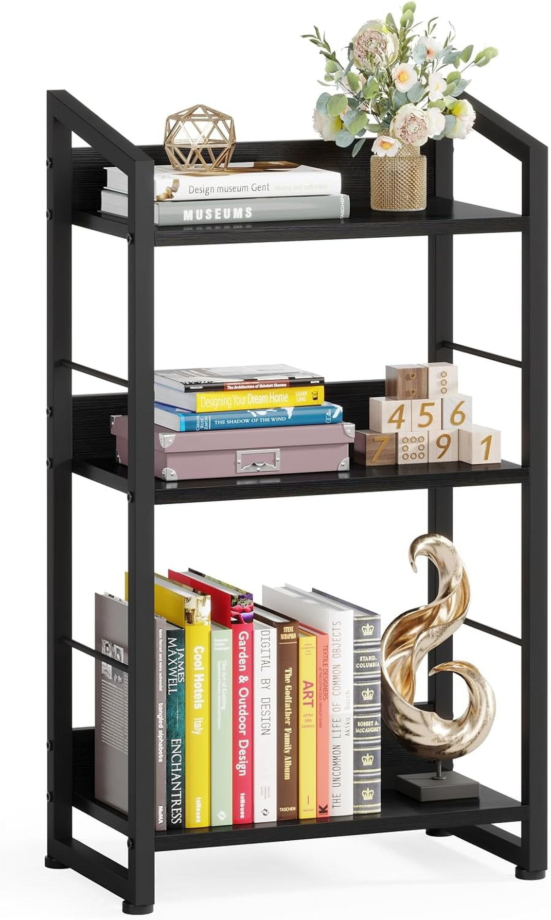 Book Shelf Small Bookshelf: 3 Tier Wood Bookcase Industrial Bookshelf ...