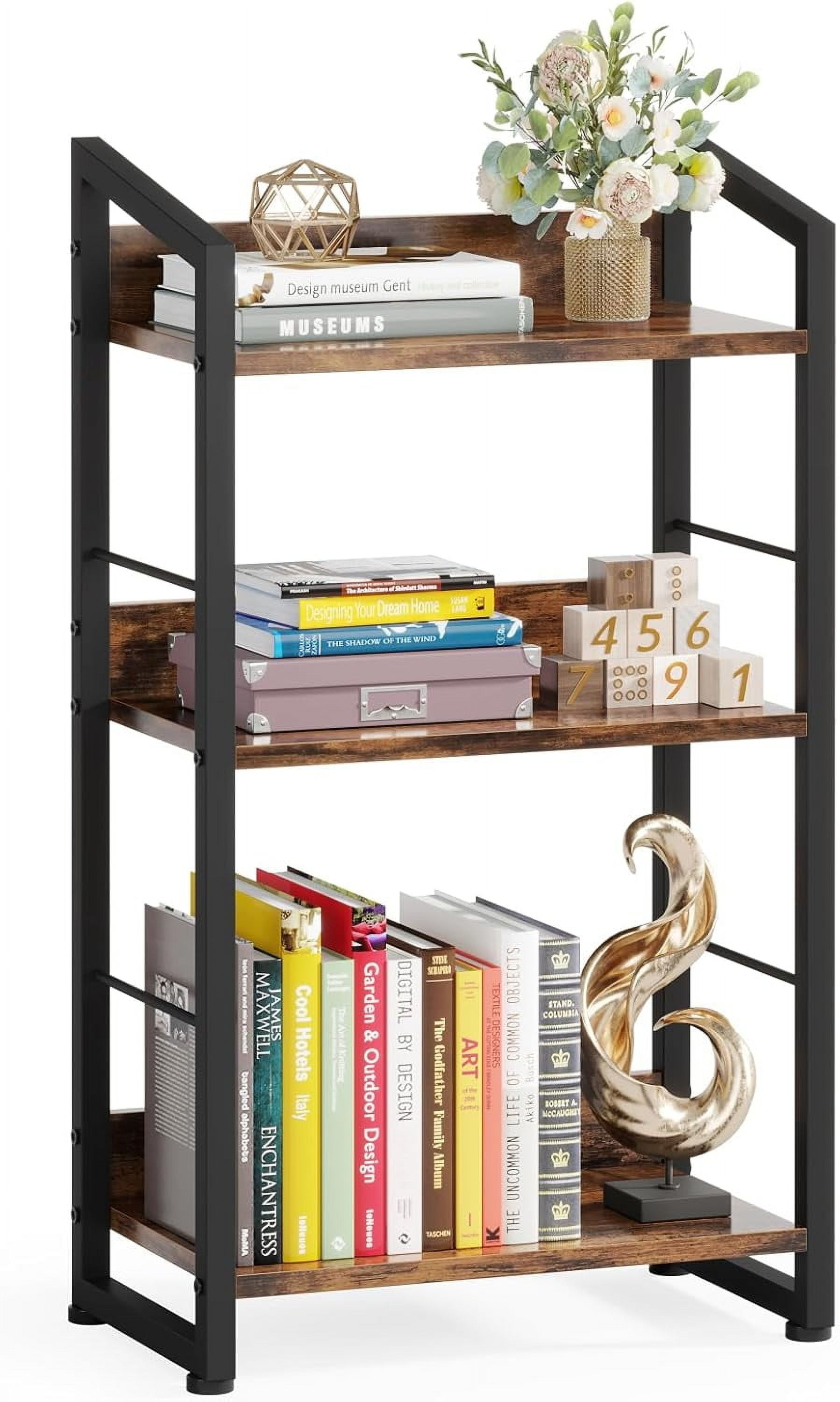 Book Shelf Small Bookshelf: 3 Tier Wood Bookcase Industrial Bookshelf ...