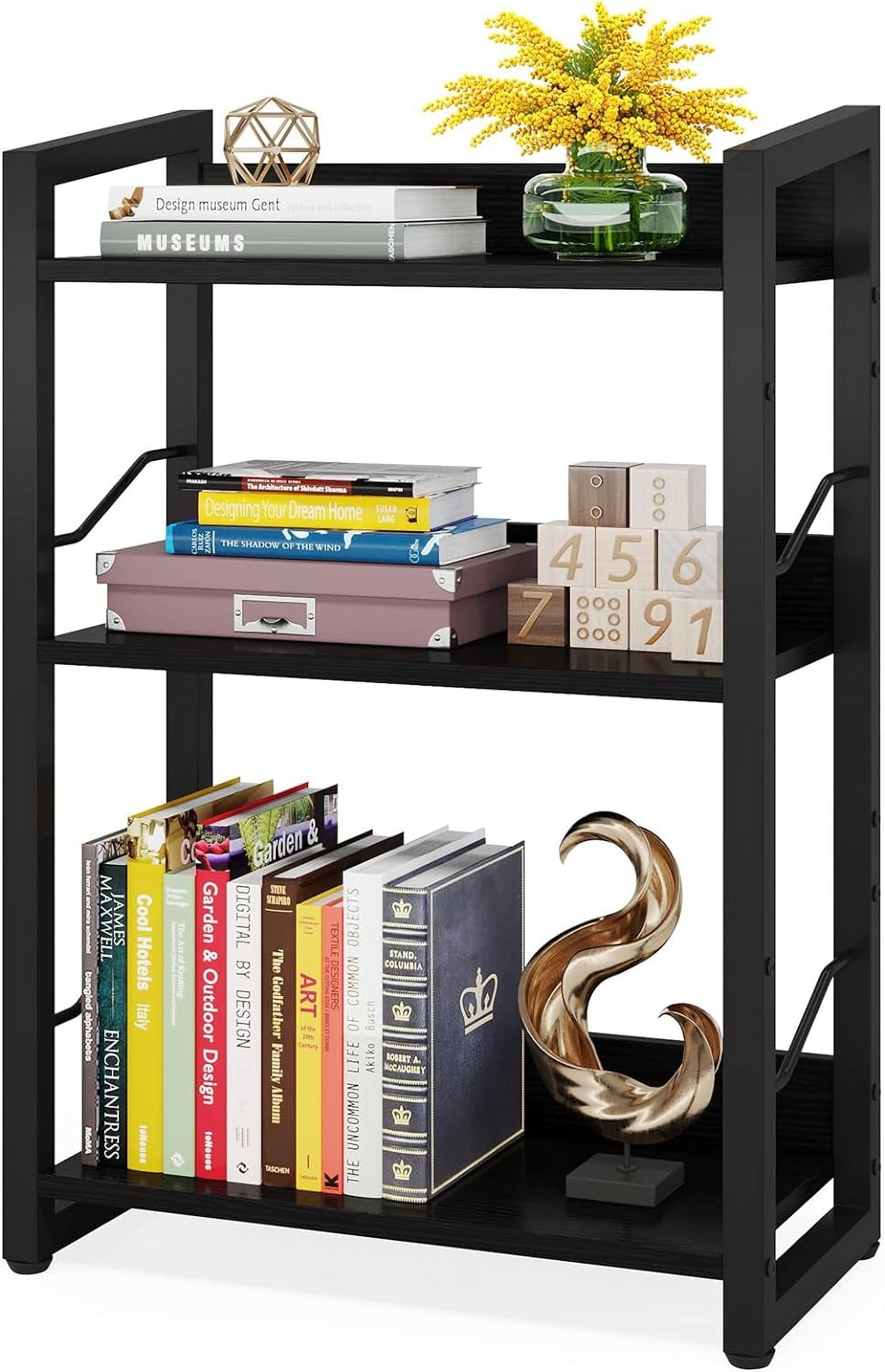 Book Shelf Small Bookshelf - 3-Tier Wood Bookcase Industrial Bookshelf ...