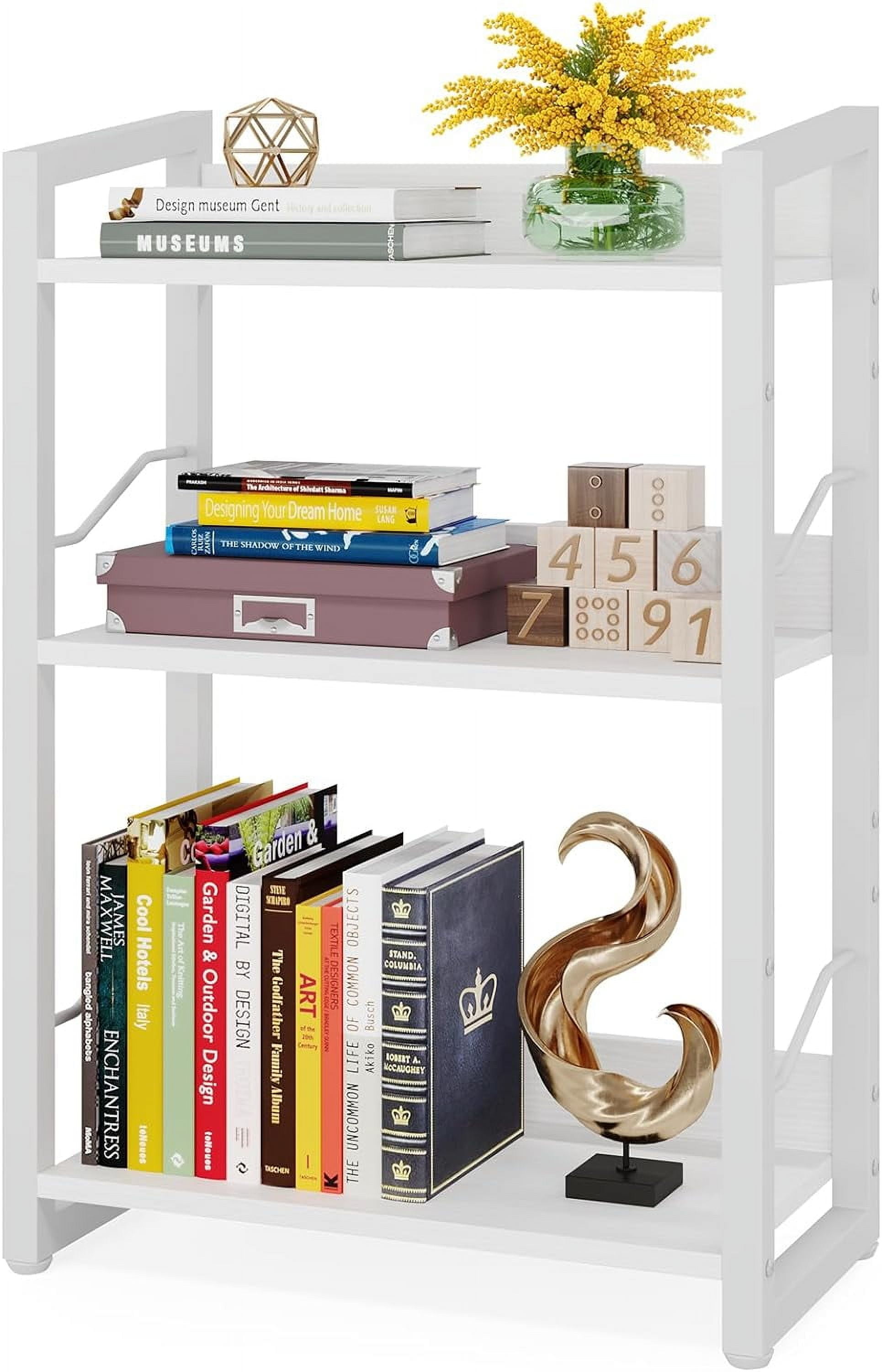 Book Shelf Small Bookshelf - 3-Tier Wood Bookcase Industrial Bookshelf ...