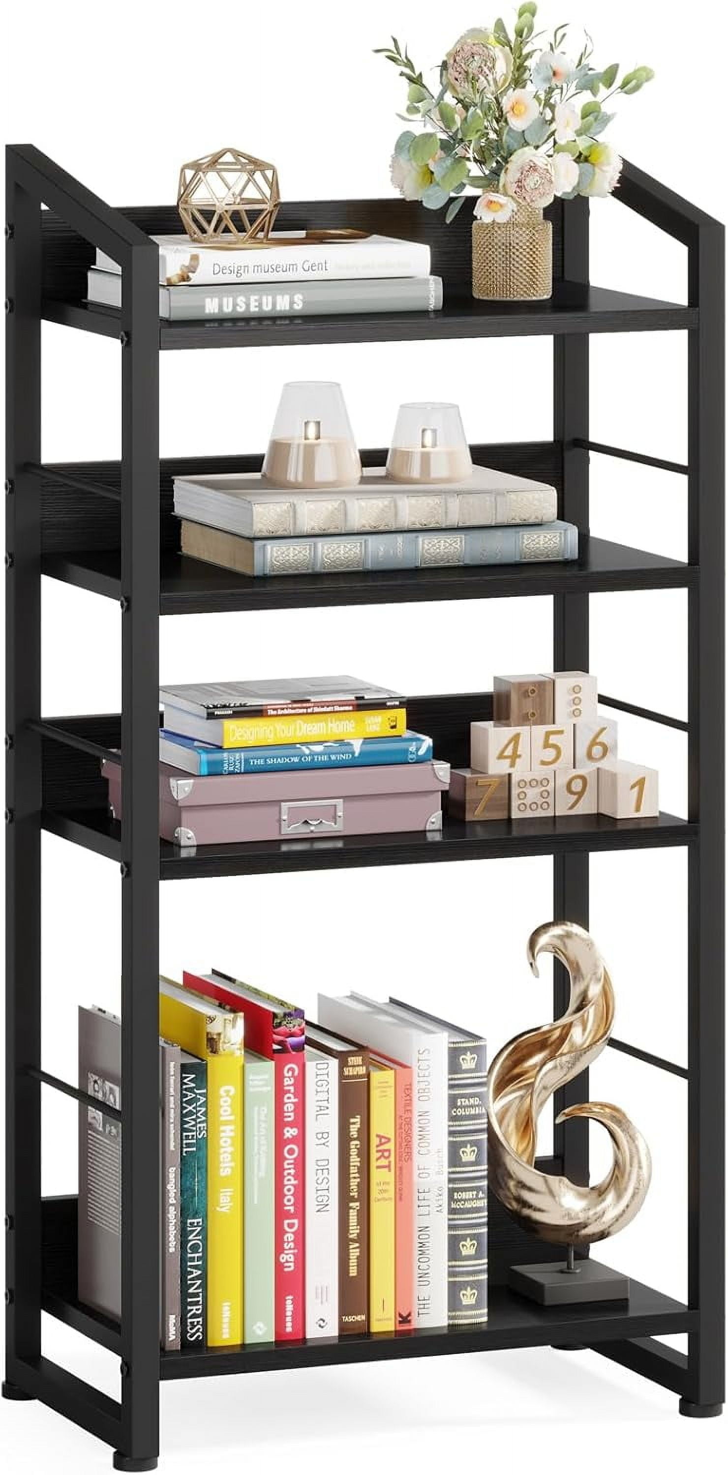 Book Shelf Small Bookshelf: 4 Tier Wood Bookcase Industrial Bookshelf ...