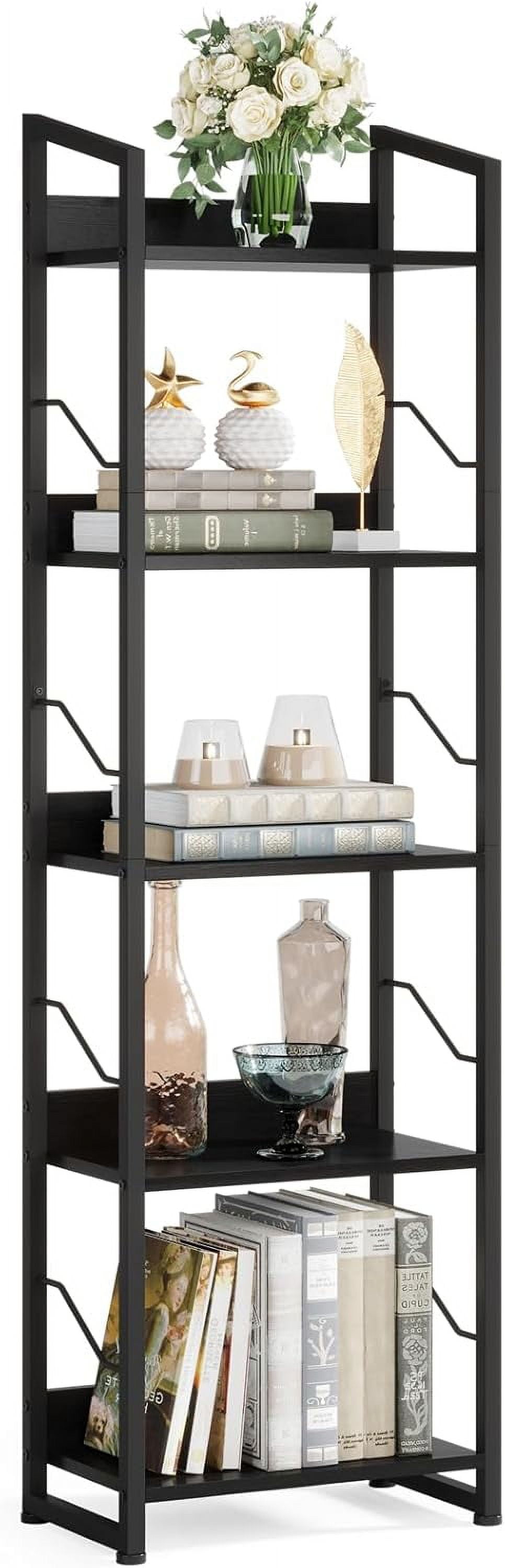 Book Shelf Small Bookshelf, 5-Tier Wood Bookcase Industrial Bookshelf ...