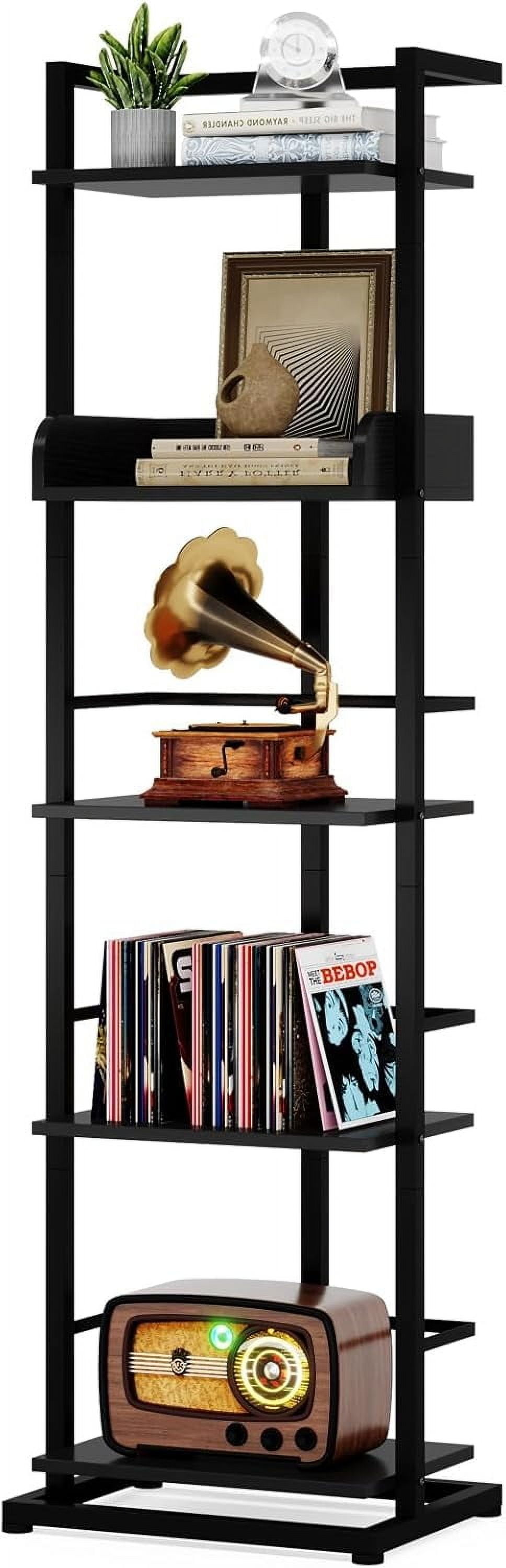 Book Shelf Tall Bookshelf: 5 Tier Wood Bookcase with Metal Edge ...