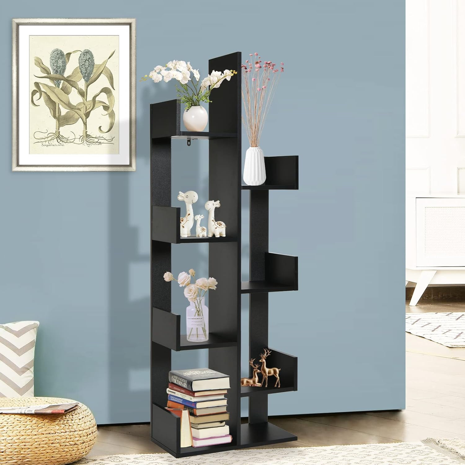 Book Shelf, Tall Bookshelf with 8 Storage Shelves, Free Standing ...