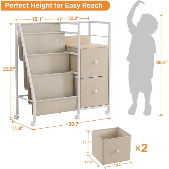 Book Shelf for Kids Rooms, Toddler Bookshelf Baby Bookcase with Kids ...