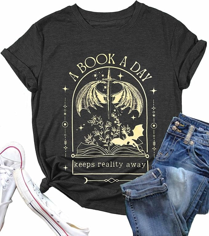 Book Shirts for Women Vintage Reading Teacher T-Shirt Short Sleeve Book ...