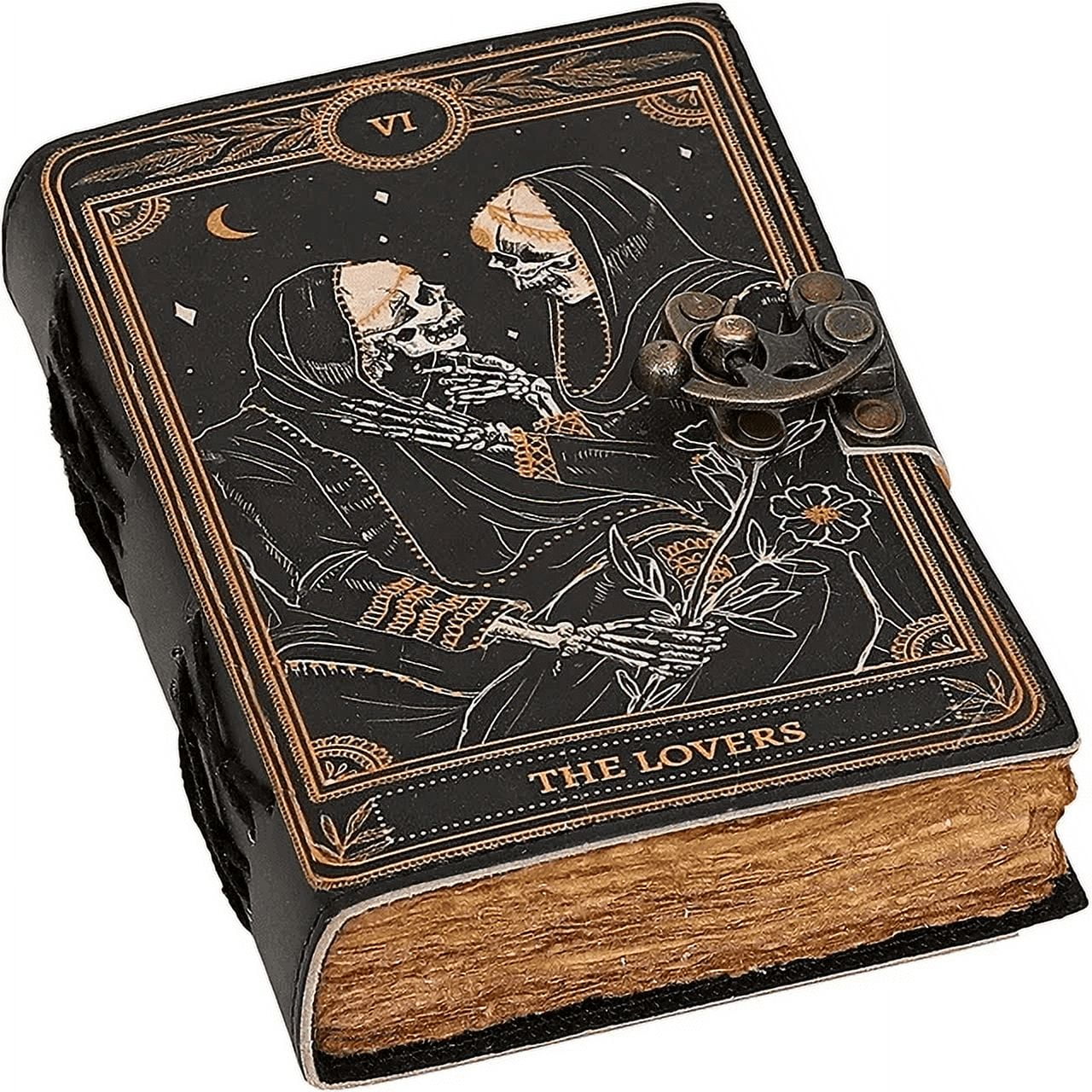 Book of Spells Leather Journal Deckle Edge Paper Grimoire Printed ...