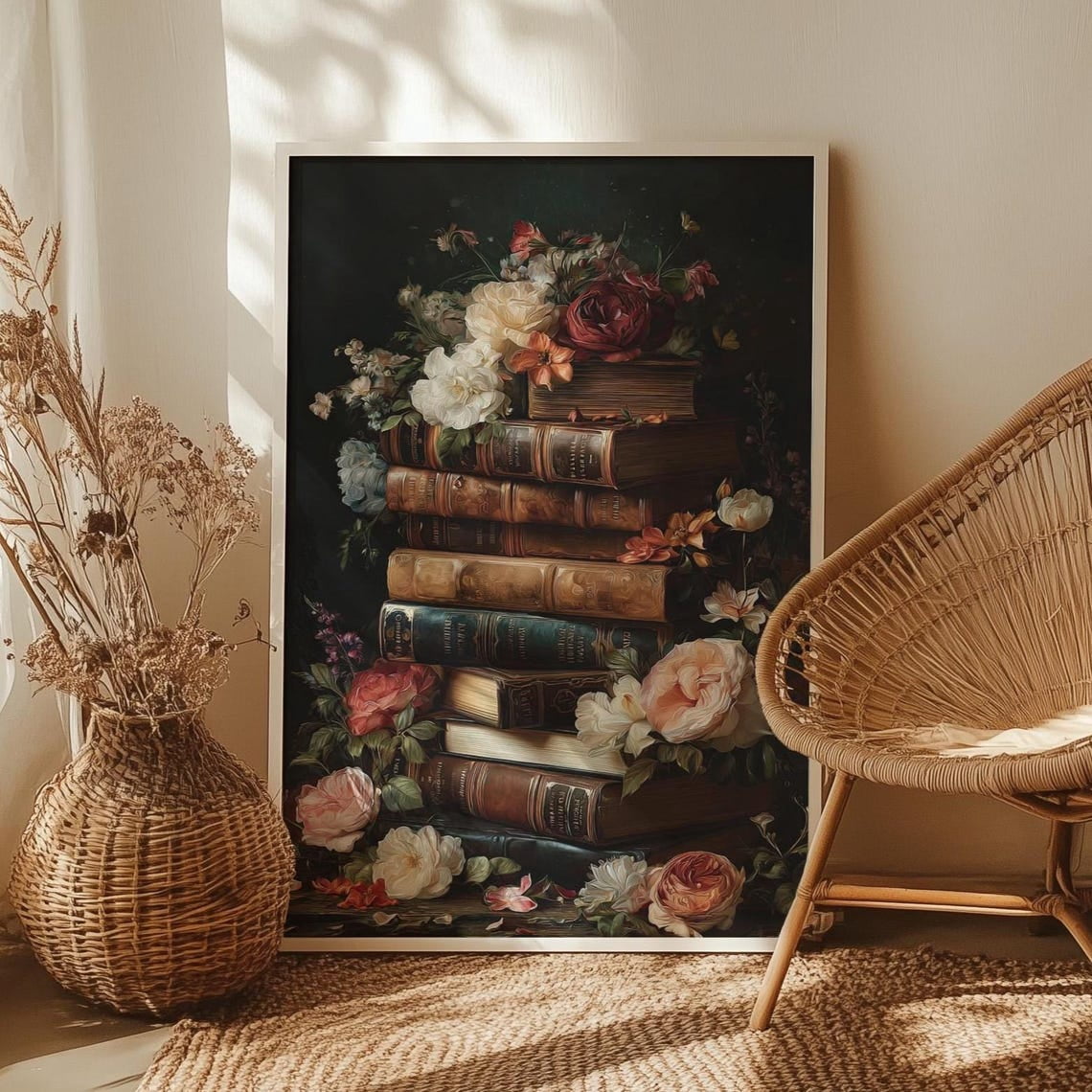 Book Stack Moody Vintage Floral Botanical Victorian Library Decor ...