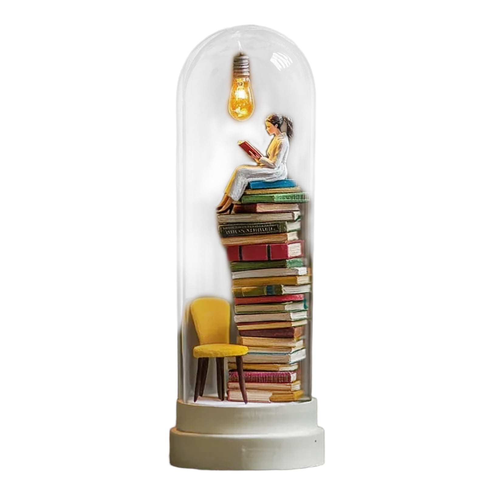 Book Stack Night Light with Bulb, Reading Corner Lighting for ...