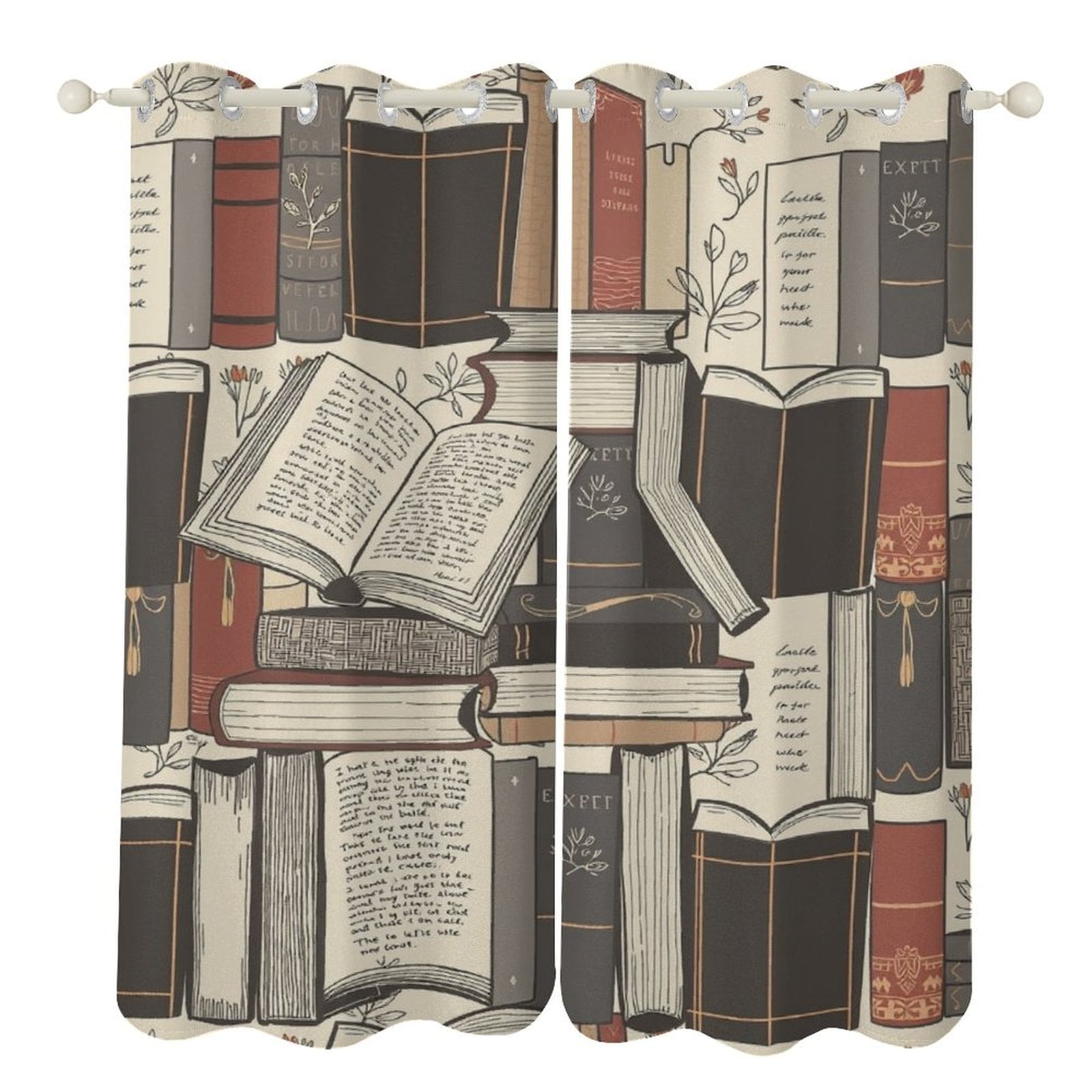 Book Stack Pattern Curtain for Living Room Bedroom Set Design High ...