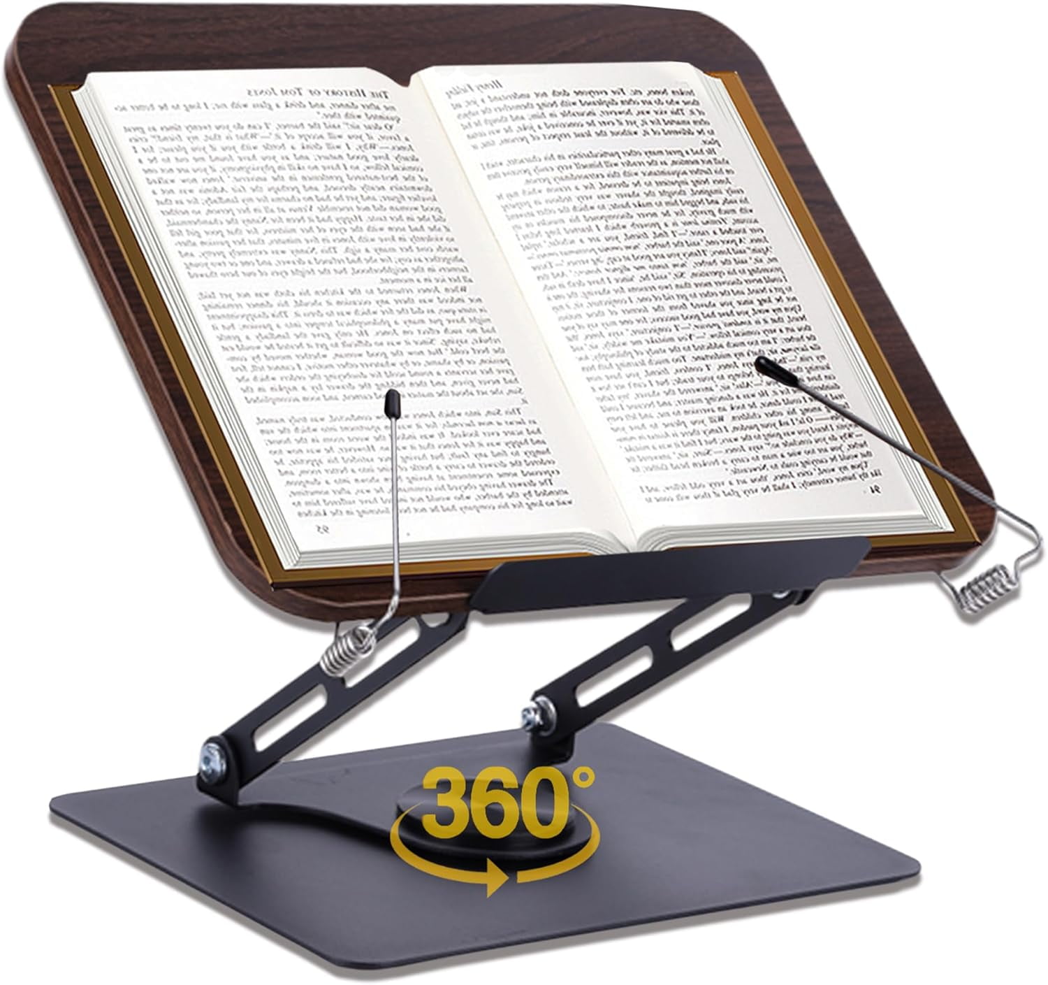 Book Stand for Reading, Adjustable Book Holder with 360° Rotating Bases ...