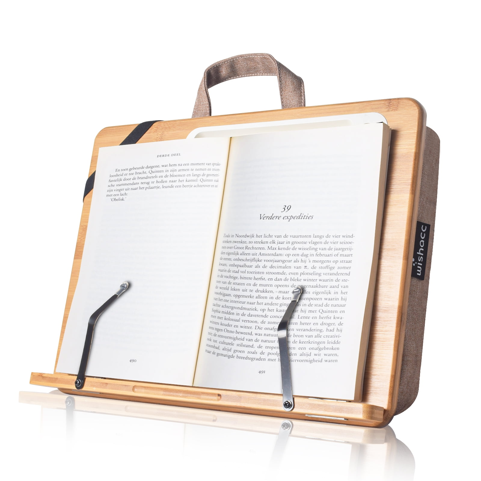 Book Stand for Reading in Bed, wishacc Bamboo Wood Lap Reading Holder ...