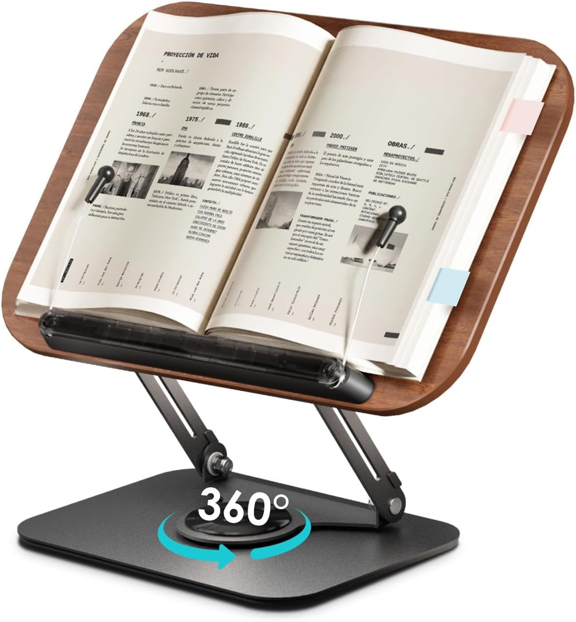 Book Stand for Reading,Book Holder, Height&Angle Adjustable, 360 ...