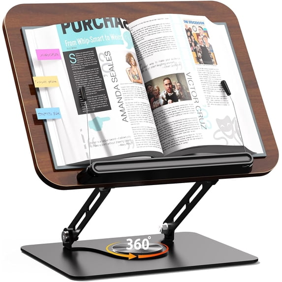 Book Stand for Reading,Adjustable Book Holder with 360° Rotating Base ...
