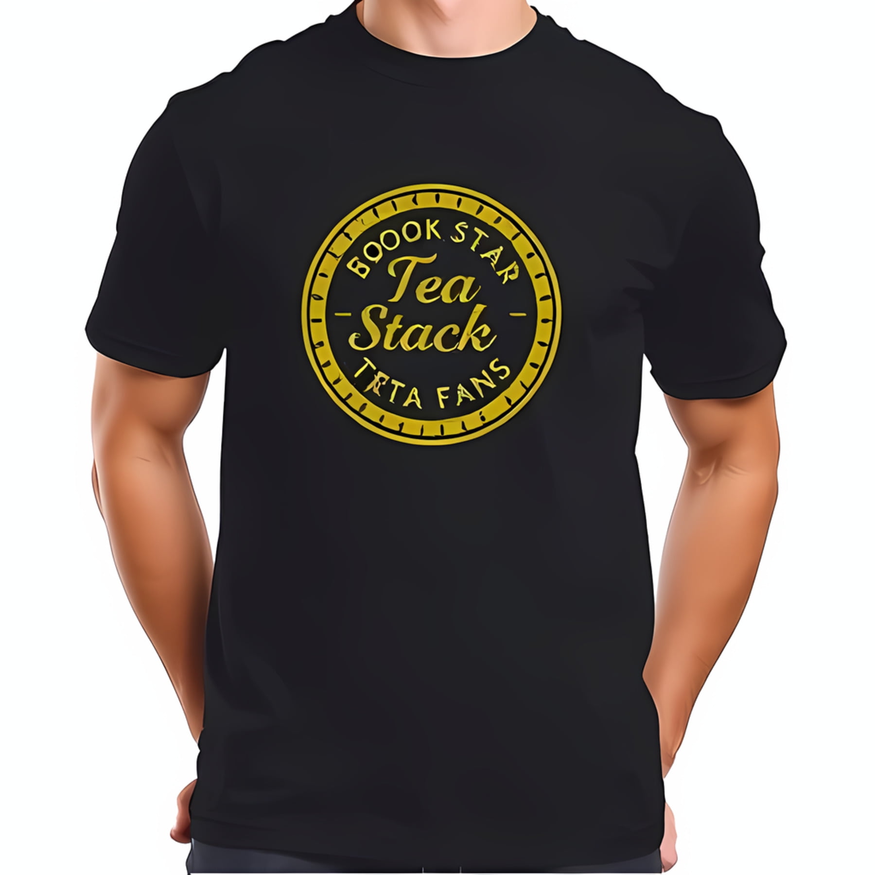 Book Star Tea Stack Cotton Short Sleeve T-Shirt - Vibrant Yellow ...