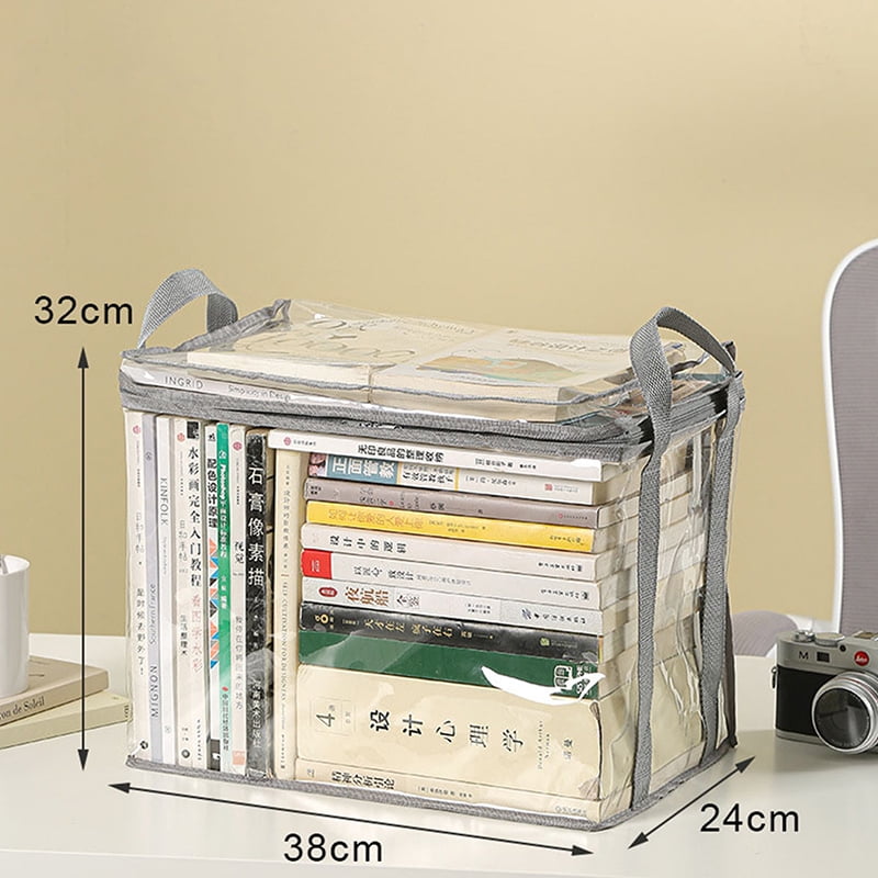 Book Storage Bag Transparent Collection Container Stackable Case with ...