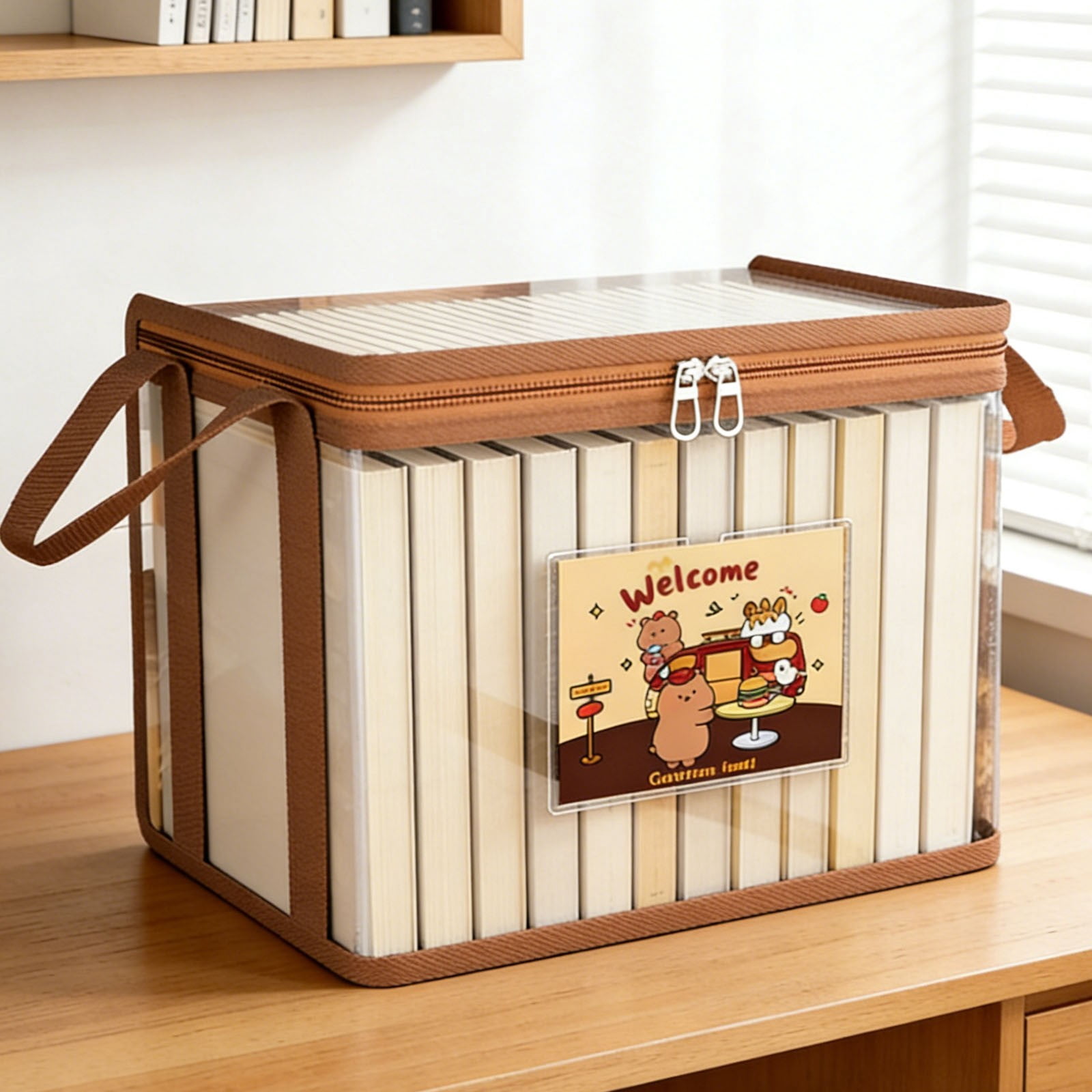 Book Storage Box, Foldable Transparent Organizer, Dustproof File Bag ...