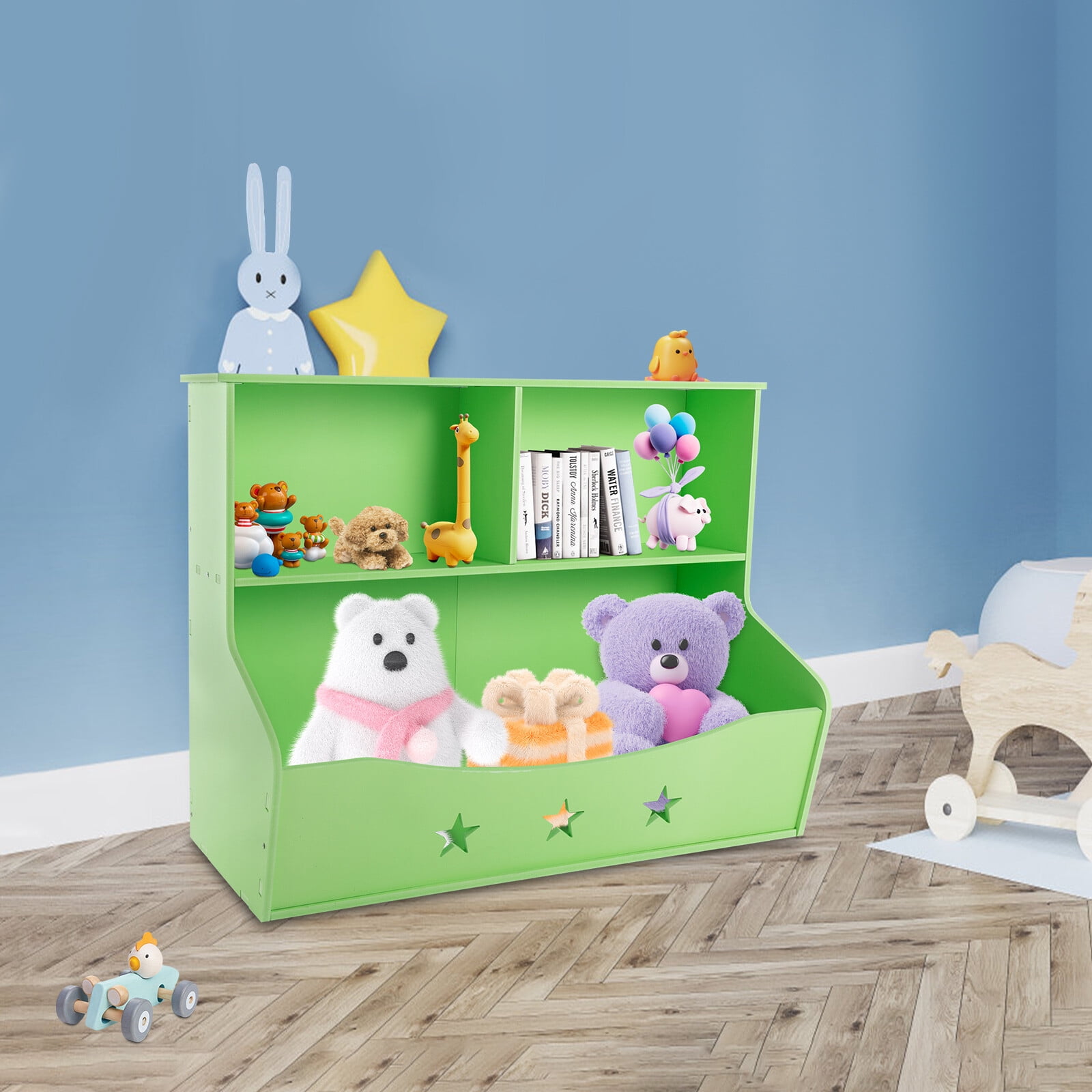 Book Storage Shelf - 79cm Tall PVC Bookcase w/Large Top Platform ...