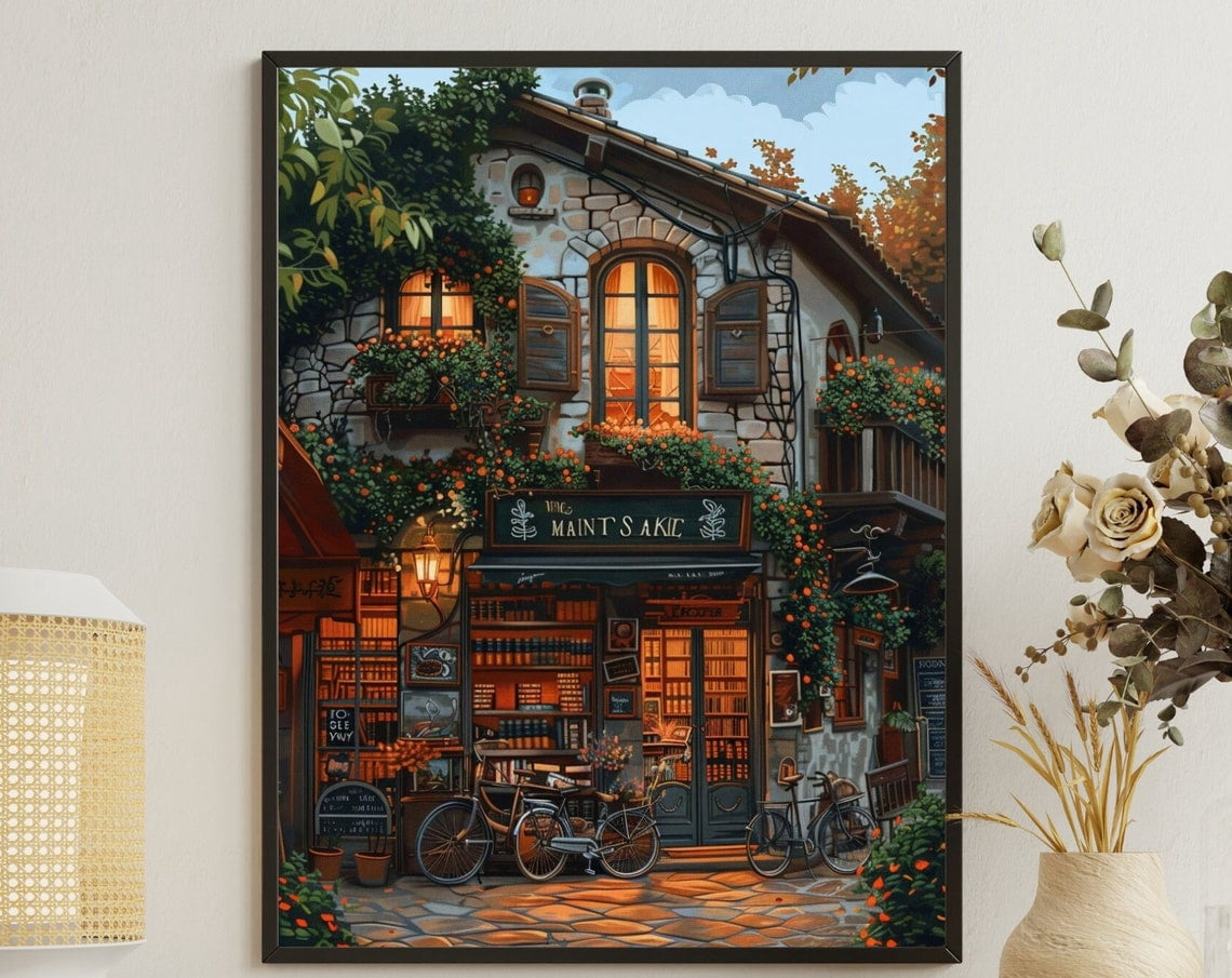 Book Store Print, Reading Gift, Bookshop Wall Art, Travell City Book ...