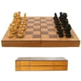 Trademark Global Folding Solid Wood Chess Board with Staunton Chessmen ...