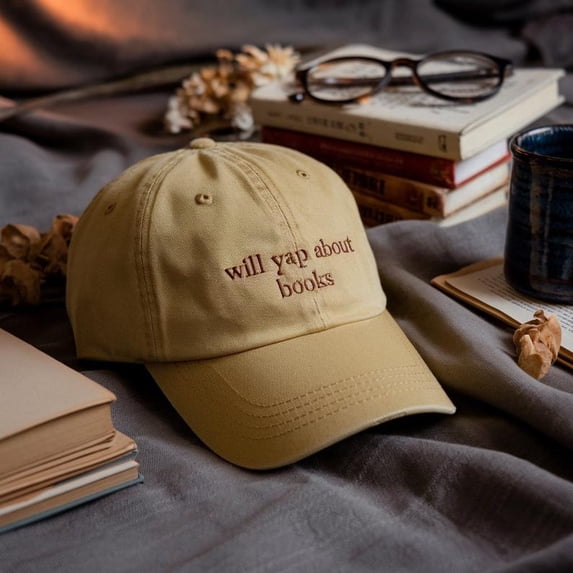 Book Talk Embroidered Washed Cotton Baseball Cap, Will Yap About Books ...