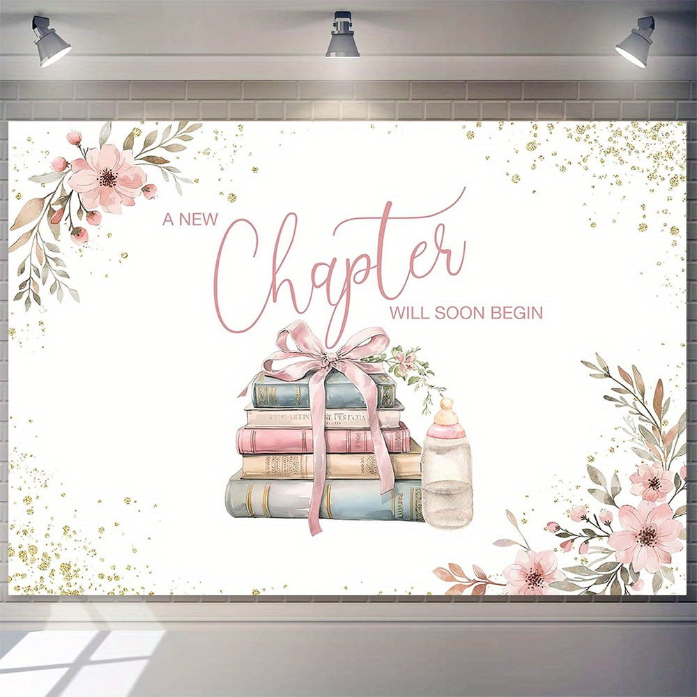 Book Theme Baby Shower Backdrop for Girls A New Chapter Will Soon Begin ...