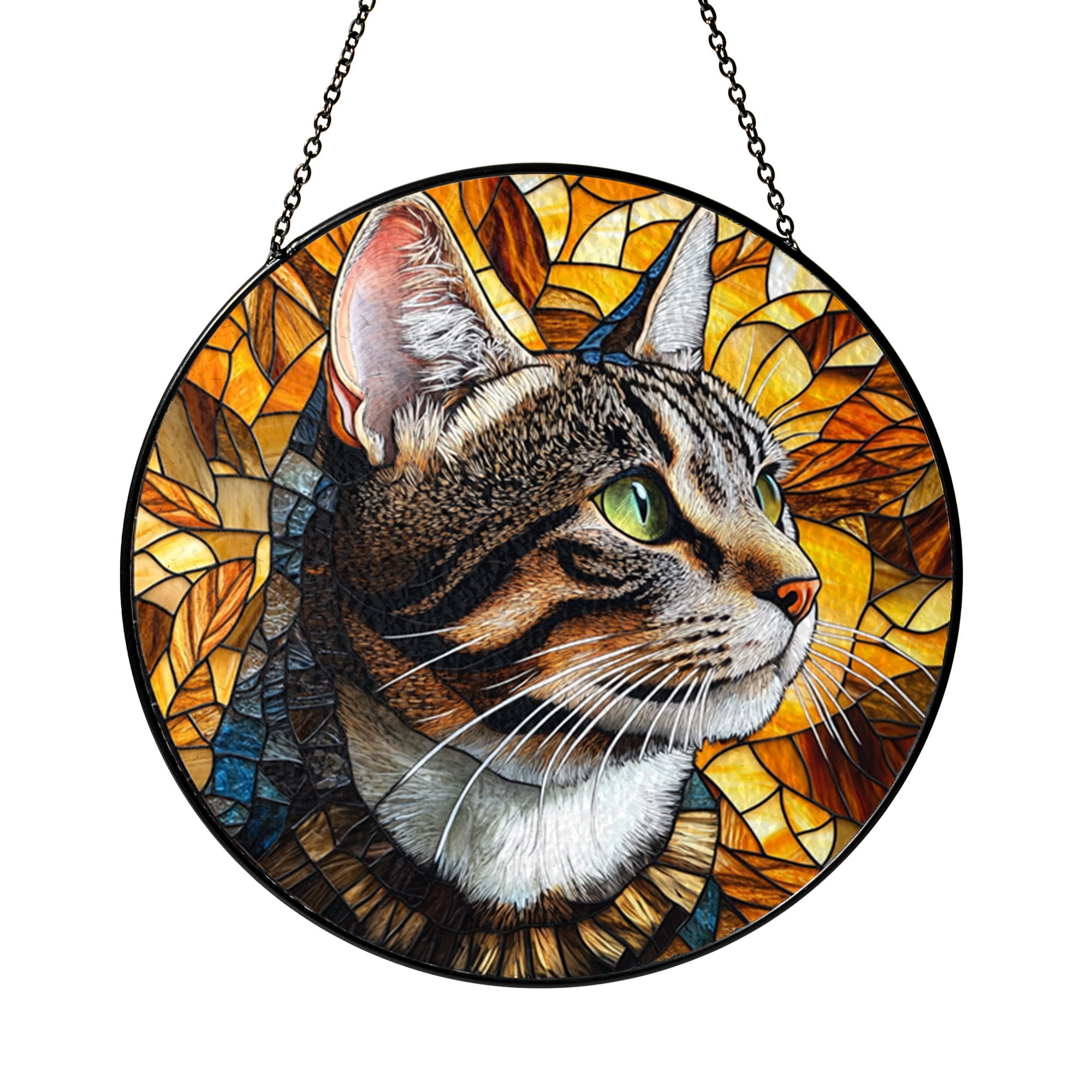 Book Theme Cat Glass Suncatcher Window Decor, Stained Glass Style ...