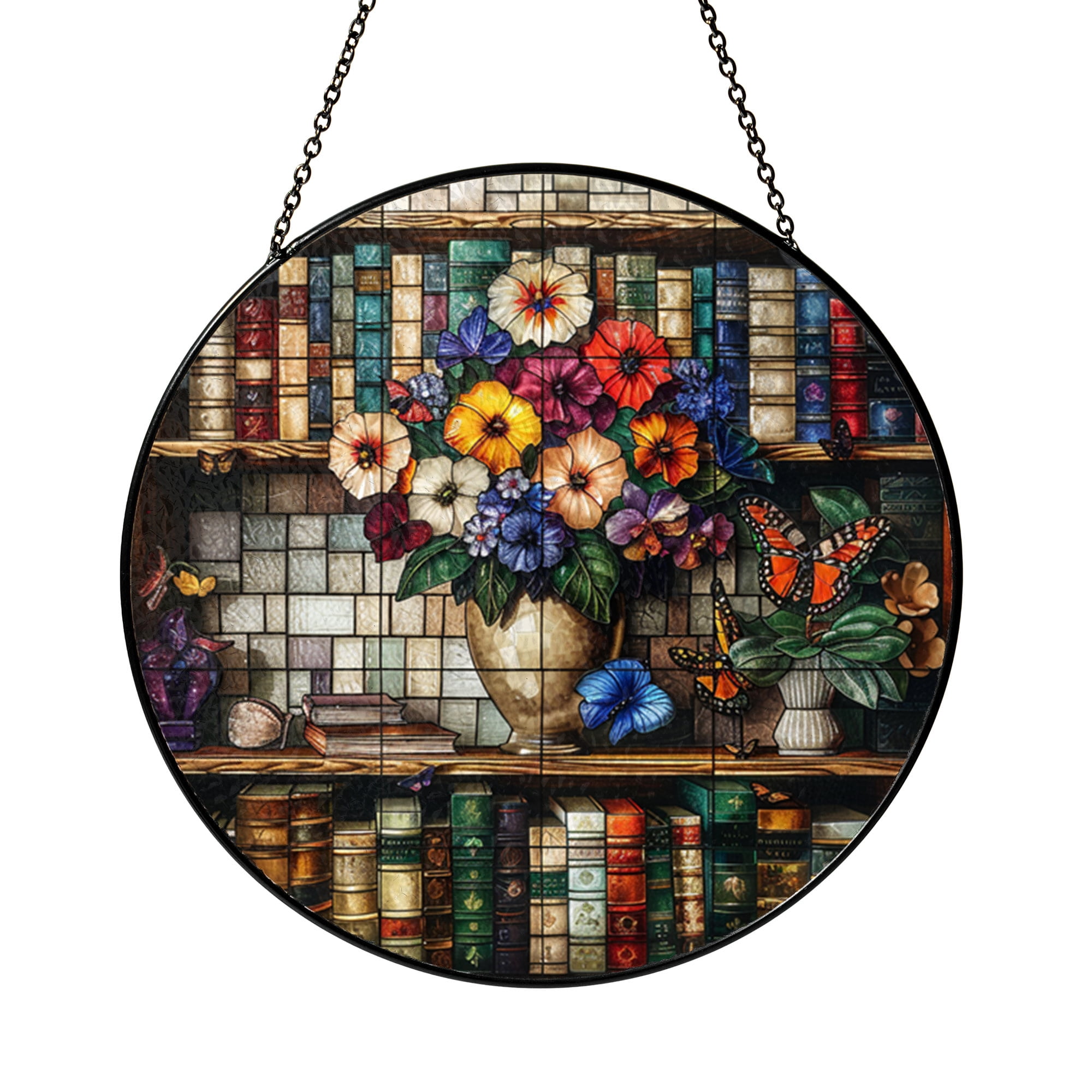 Book Theme Window Decor – Stained Glass Style Reading Design - Walmart.com
