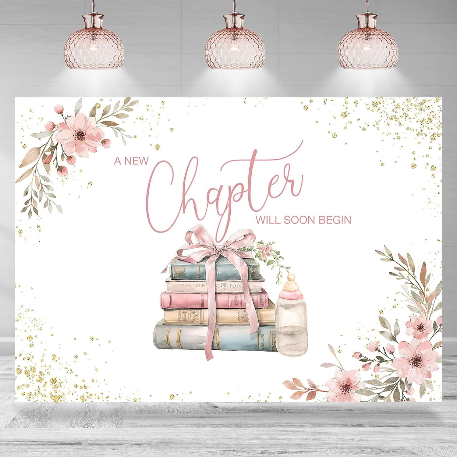 Book Themed Baby Shower Backdrop for Girls A New Chapter Will Soon ...
