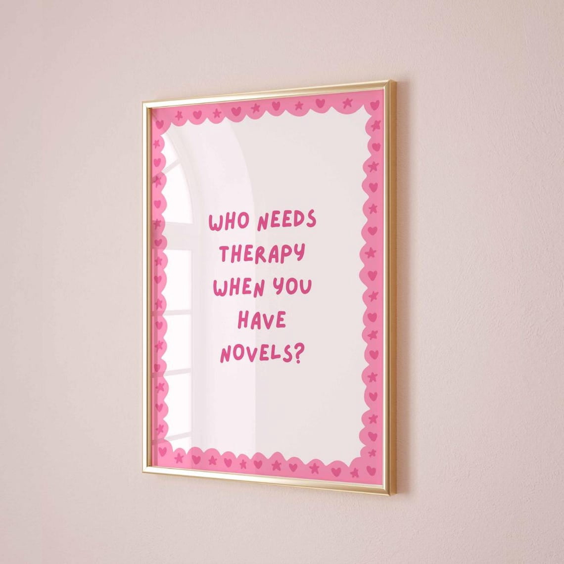 Book Therapy Pink Heart Border Reading Quote, Unframed Canvas - Walmart.com