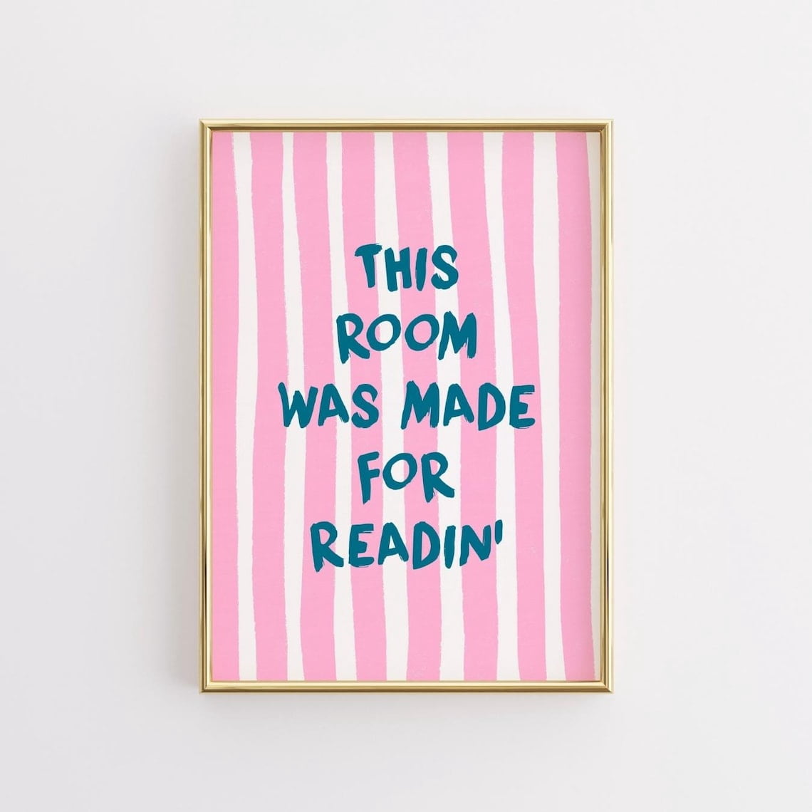 Book This Room Was Made For Readin Pink Stripes Reader Aesthetic Poster ...