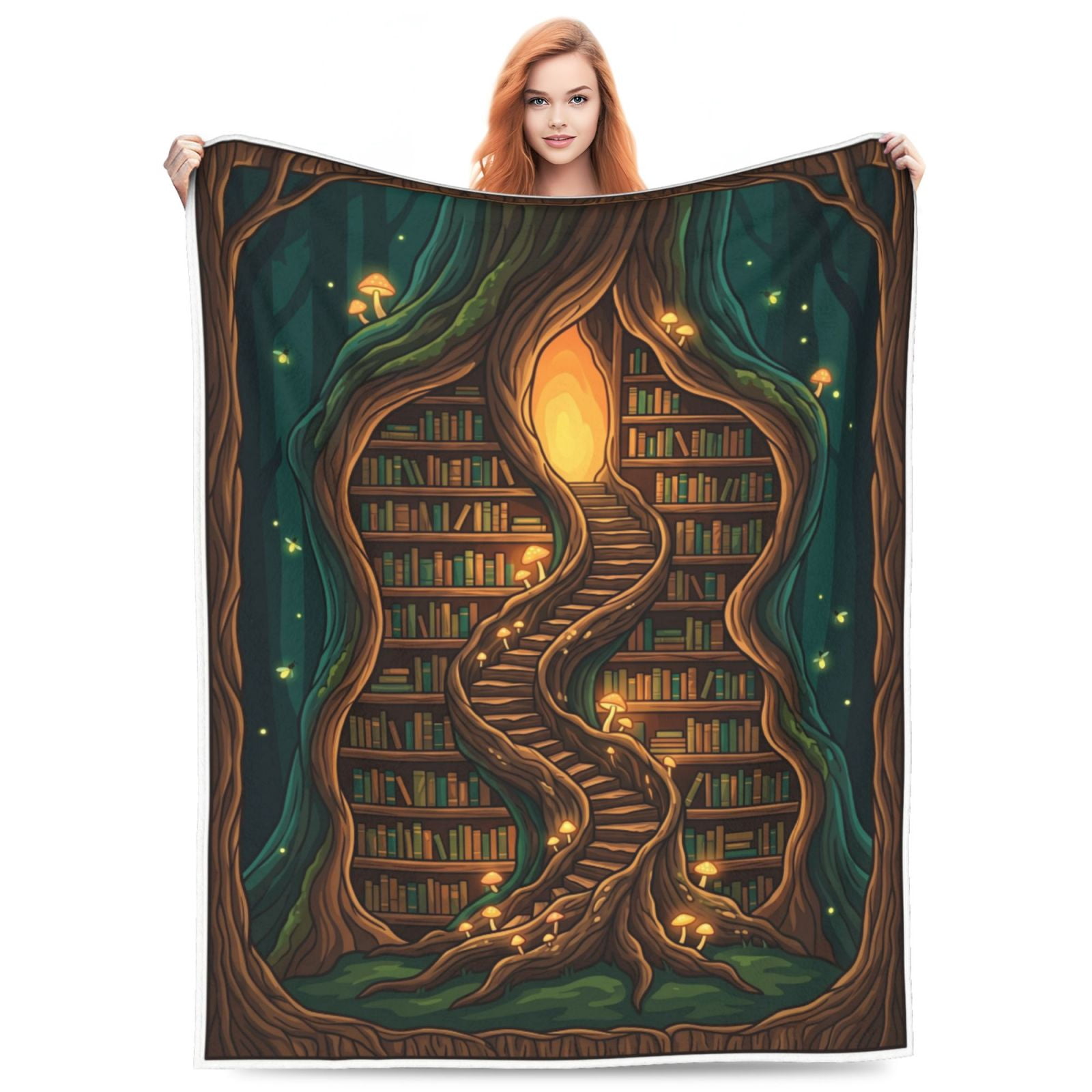 Book Throw Blanket, Retro Books and Candle Decor, Holiday Christmas ...