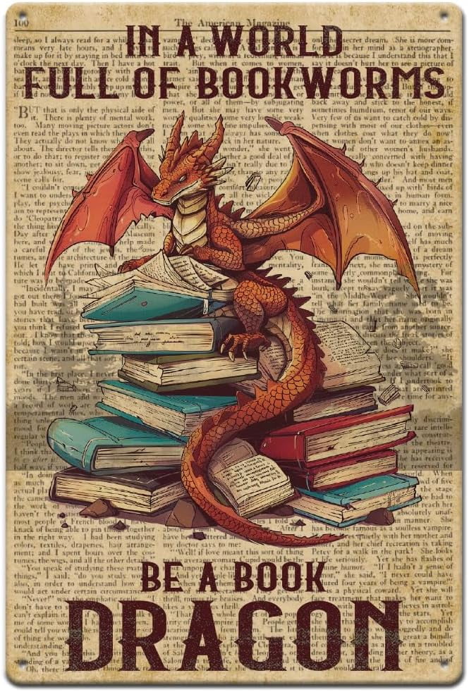 Book Tin Sign Dragon Read Books Metal Tin Signs in A World Full of ...