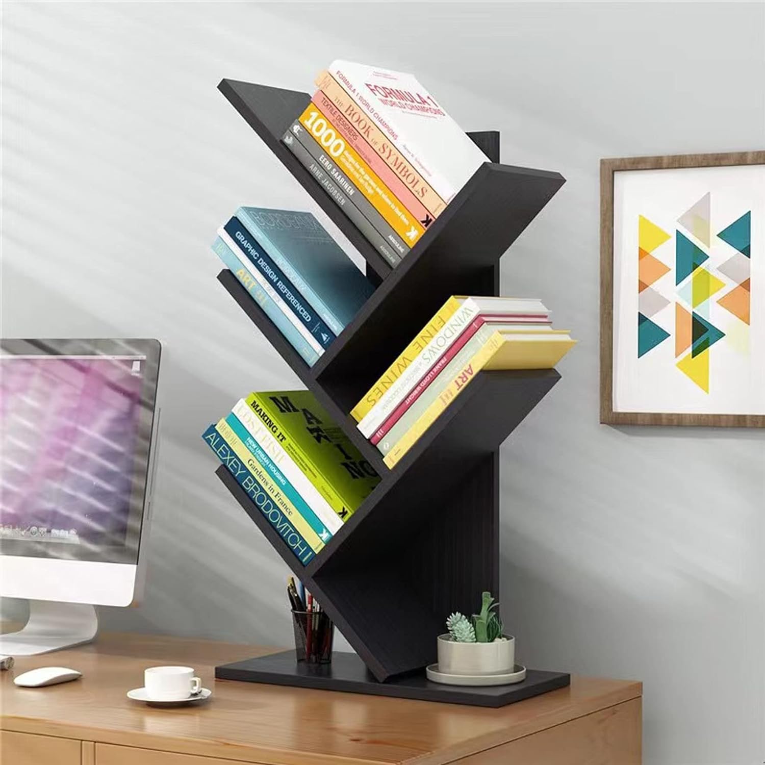 Book Tree Bookshelf, 5-Tier Wood Bookshelf Tree Bookcase for Displaying ...