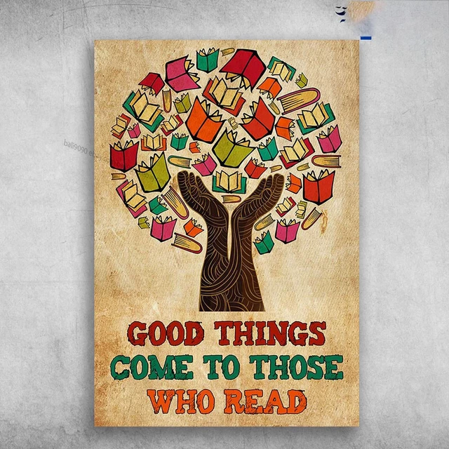 Book Tree - Good Things Come To Those Who Wall Art Home Decor Vintage ...
