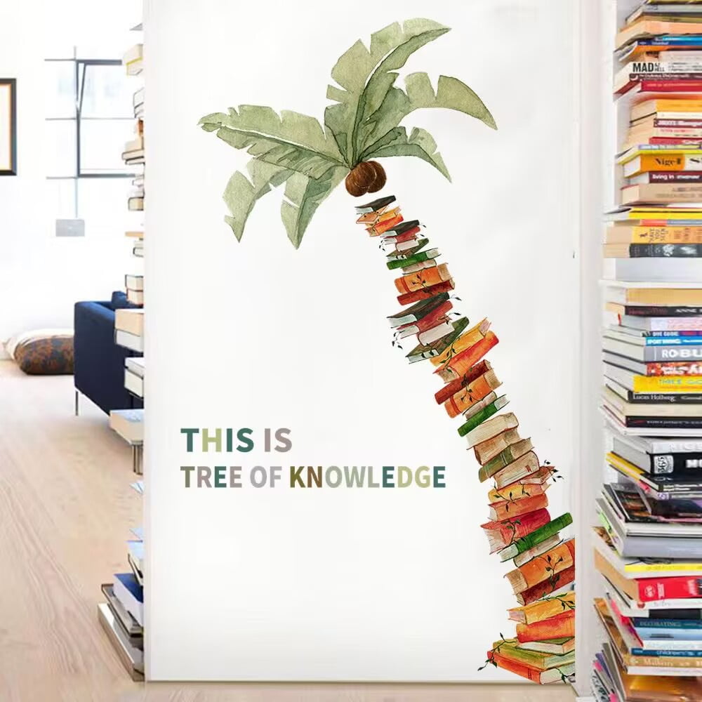 Book Tree Wall Decals Peel and Stick , Coconut tree decals，Green ...