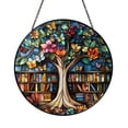 Book Tree and Flowers Stained Glass Suncatcher – Decorative Window ...