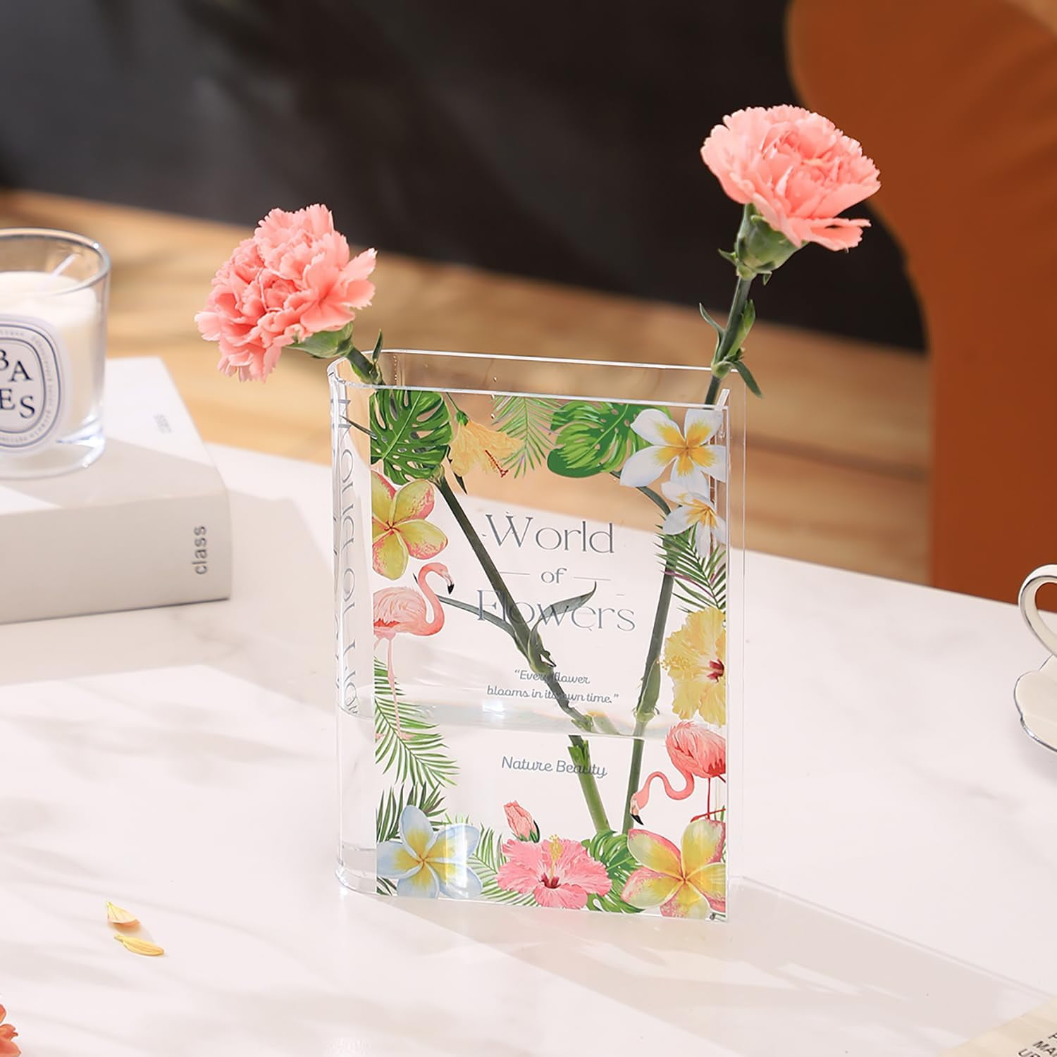 Book Vase, Acrylic Book Vase for Flowers, Book Flower Vase Clear, A ...
