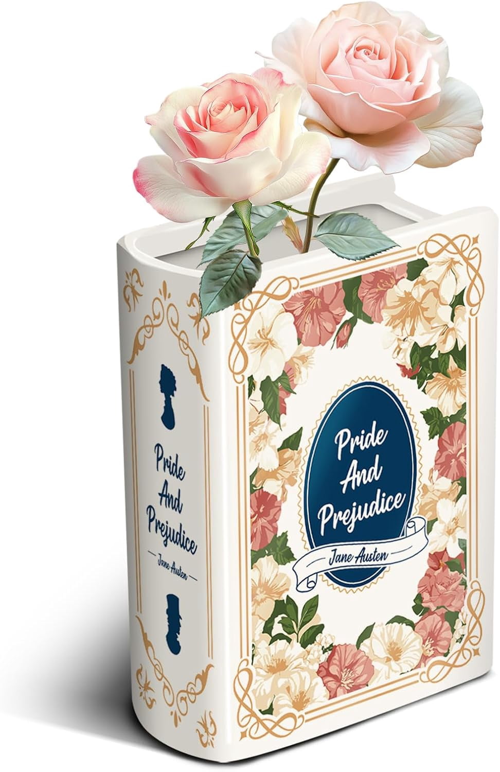 Book Vase for Flowers Large Ceramic Book Planter Pot Book-Shaped ...