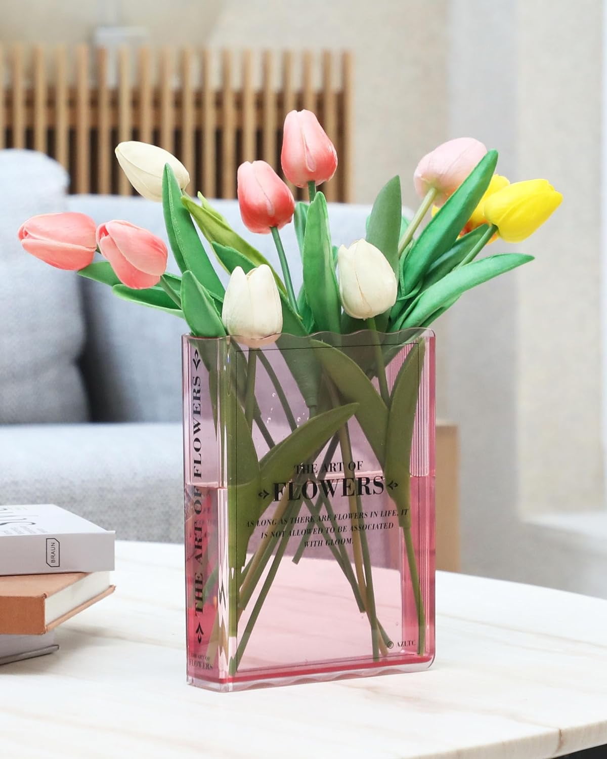 Book Vase for Flowers, Book Lovers Gifts, Pink Vases for Wedding Decor ...