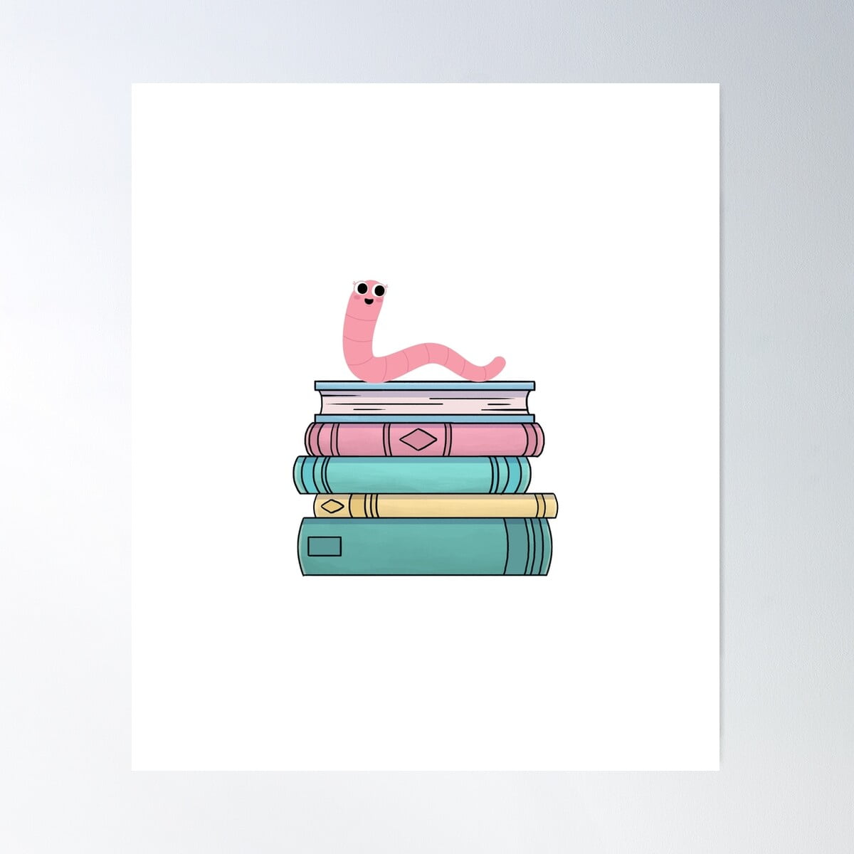 Book Worm Poster Wall Art, Modern Wall Decor For Living Room Bedroom ...