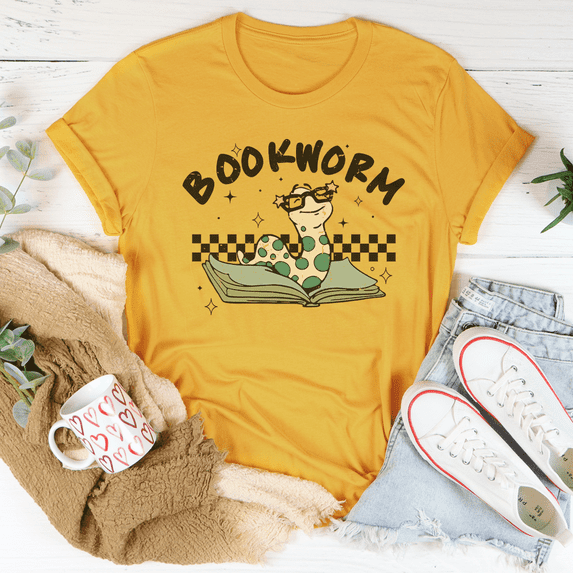 Book Worm Tee Mustard S Peachy Sunday T-Shirt - Walmart.com