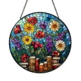 Book and Flower Stained Glass Style Suncatcher – Literary Window Art ...