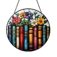 Book and Flower Stained Glass Suncatcher Window Hanging, Colorful ...