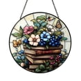 Book and Flower Stained Glass Suncatcher Window Hanging, Colorful ...