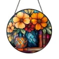Book and Flowers Stained Glass Style Suncatcher Window Hanging Art ...