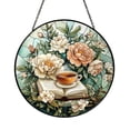 Book and Tea Scene Stained Glass Style Suncatcher – Window Decor ...
