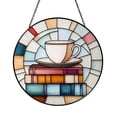 Book and Tea Window Art – Stained Glass Style Decorative Suncatcher ...